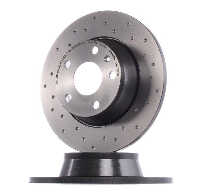 BREMBO XTRA LINE Brake Disc Ø: 286mm, Perforated, Solid, Coated, with ...